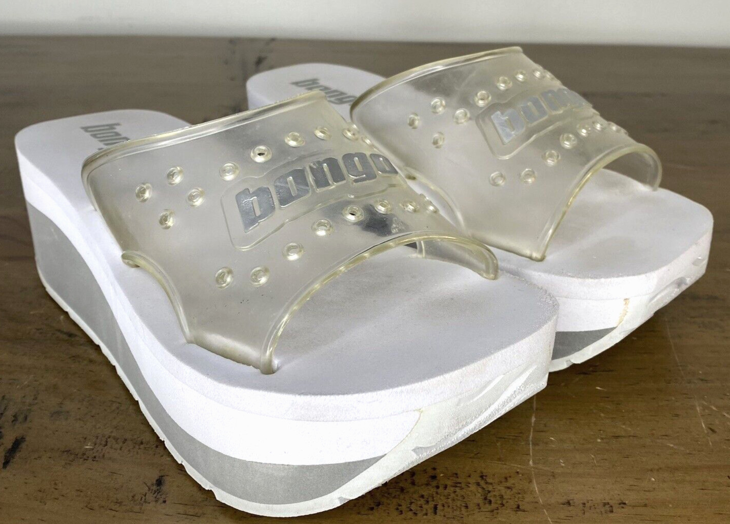Vintage Y2K Retro Bongo White Platform Chunky Slides … - Gem