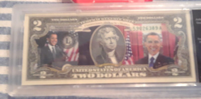 $2 BANK NOTE *BARACK OBAMA**COLORIZED 2 DOLLAR GENUINE GIFT LEGAL ...