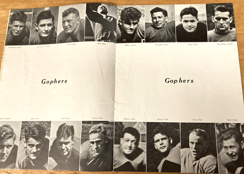 1935 NEBRASKA CORNHUSKERS vs MINNESOTA GOPHERS FOOTBALL PROGRAM-RARE ...