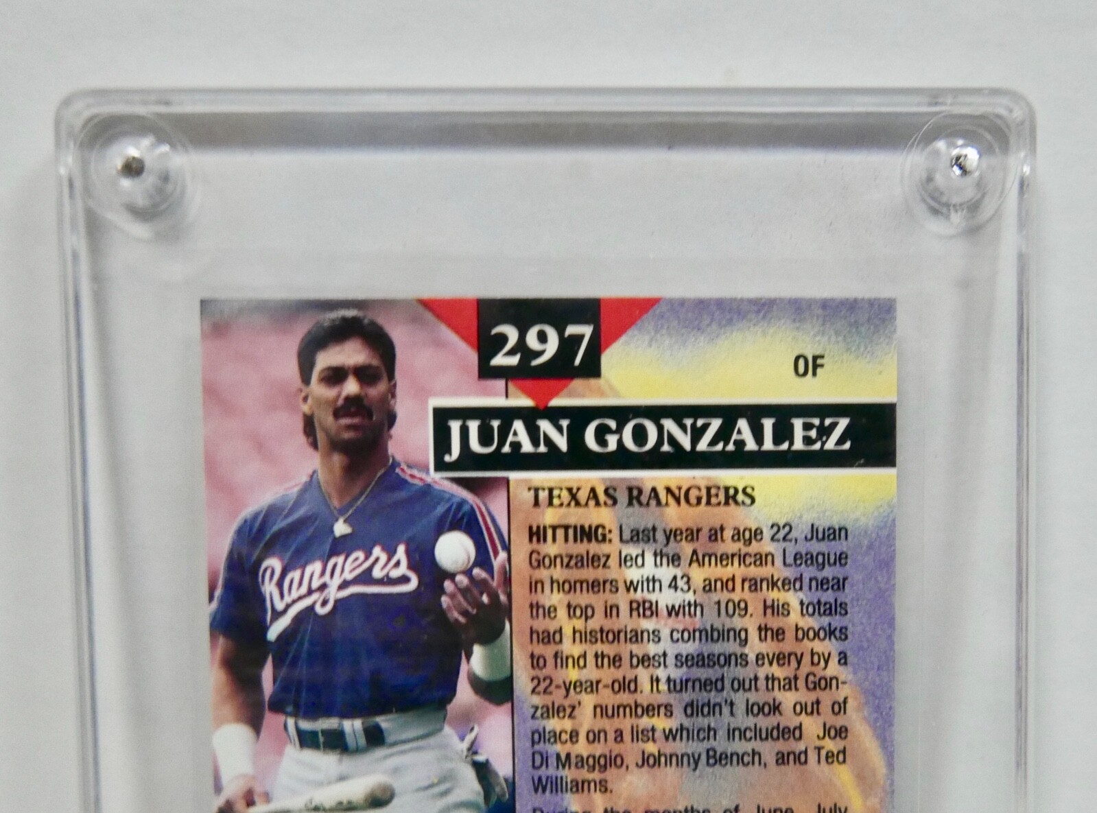 1993 Topps Stadium Club Juan Gonzalez Error Card #297 Misspelled Last ...