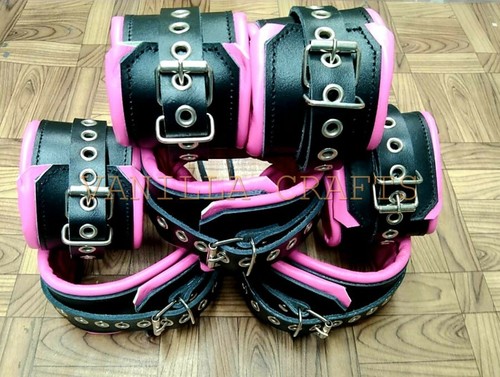 Leather Wrist Ankle Thigh Cuffs, Collar Bondage Restraint Set 7 Piece | eBay UK