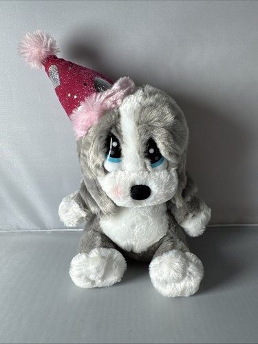 Sad Sam Honey Plush 7” Gray Girl Dog Puppy w/ Pink Party Hat BIRTHDAY ...