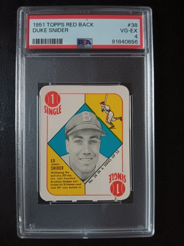 1951 Topps Red Back RB 38 Edwin Duke Snider HOF PSA 4 very clean ...