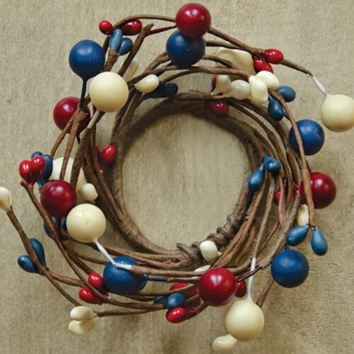 Americana-Patriotic-Primitive Country-Berry-Red-Ivory-Blue-1.5"-Candle ...