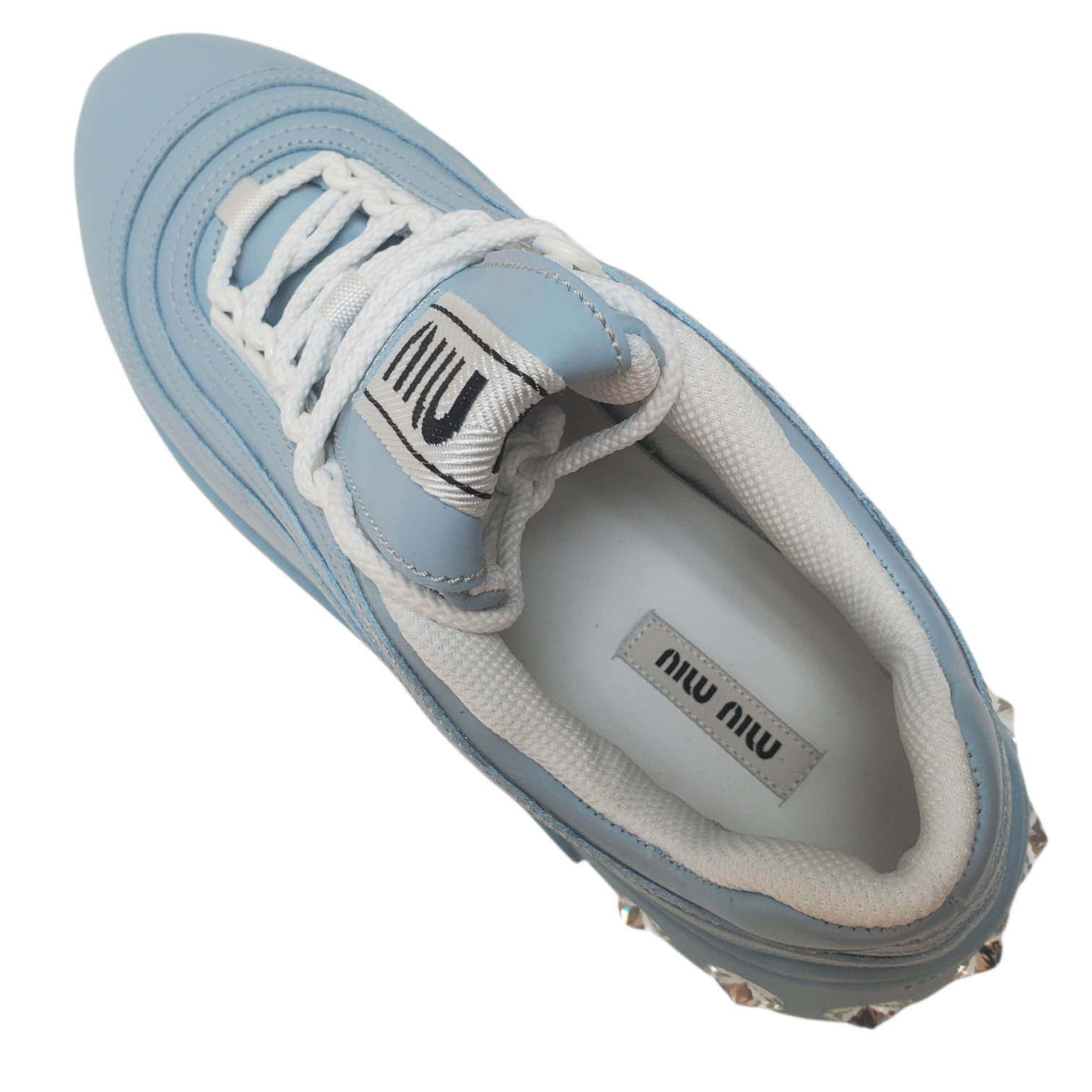 Miu+Miu+Women%27s+Crystal-Embellished+Chunky+Sneakers+Cielo+Light+Blue+ ...