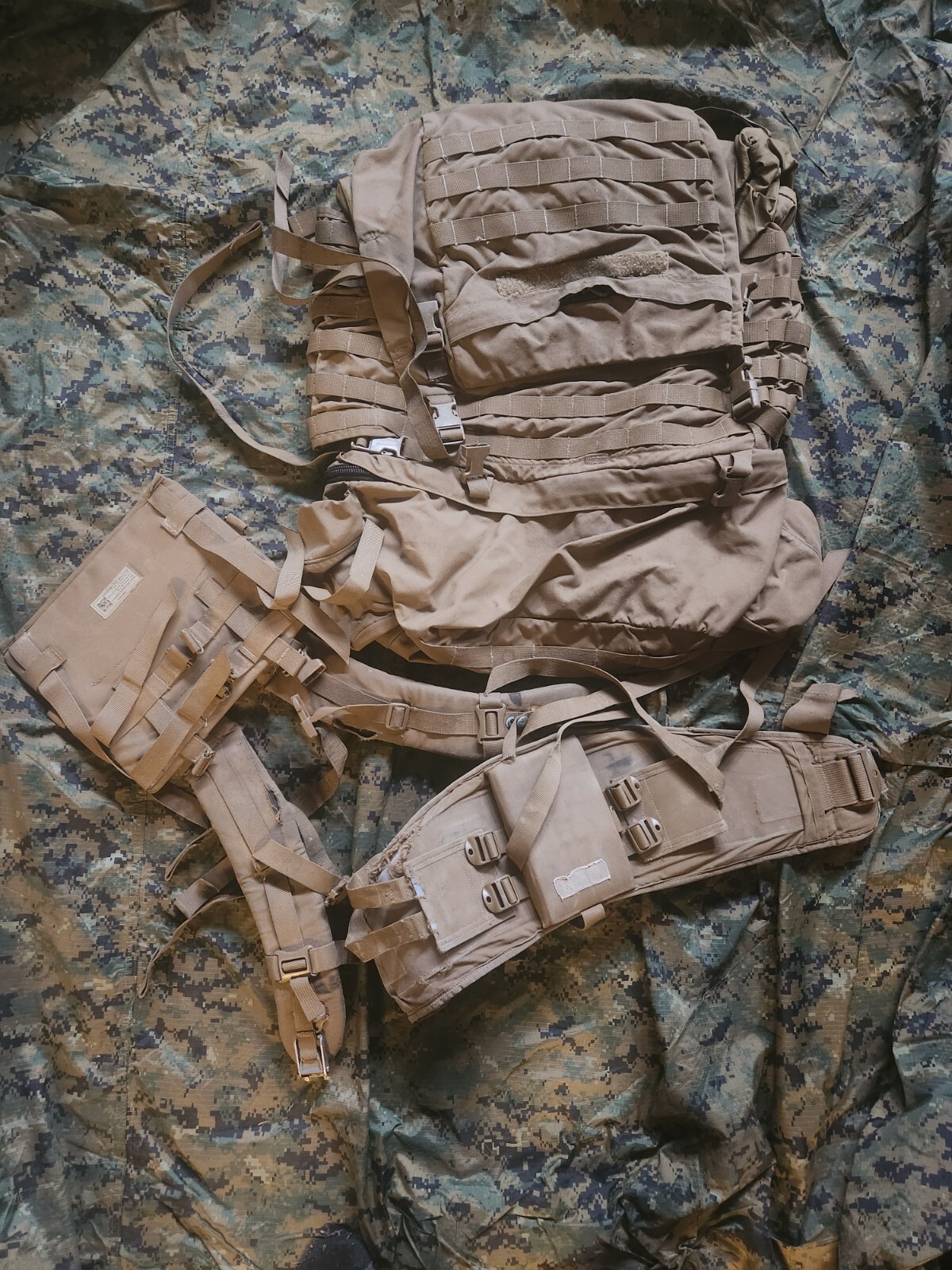 USMC FILBE Main Pack Bundle Field Bag w/ Frame Coyote Brown Backpack ...