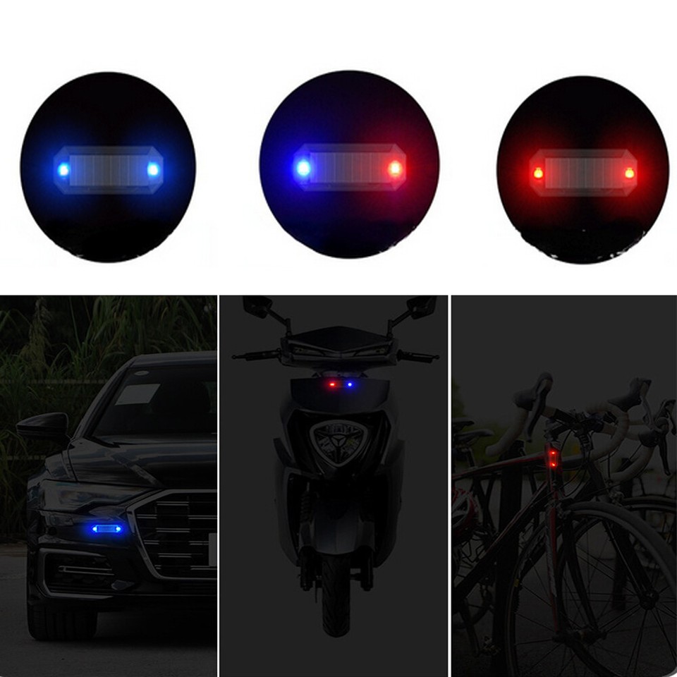 Car Solar LED Mini Warning Light For Night Ride Anti-rear Strobe ...