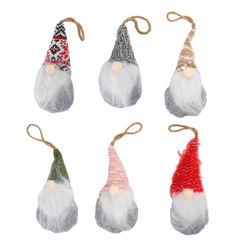 6 Styles Christmas Snowflake Gnome Ornaments Scandinavian Santa Elf ...