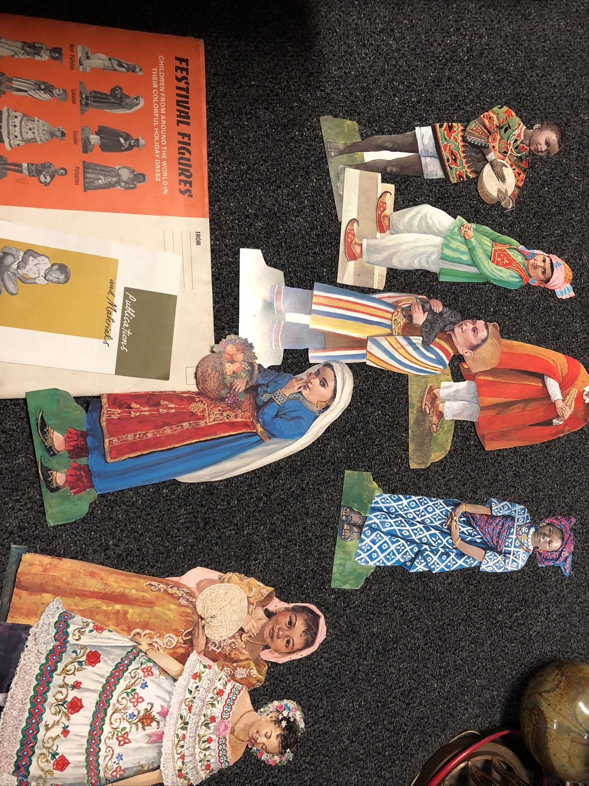 8 Vintage UNICEF FESTIVAL FIGURES Cut Classroom Holiday Decoration ...