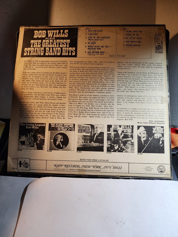 BOB WILLS - Plays The Greatest String Band Hits -MCA 1973 GOOD R38 | eBay