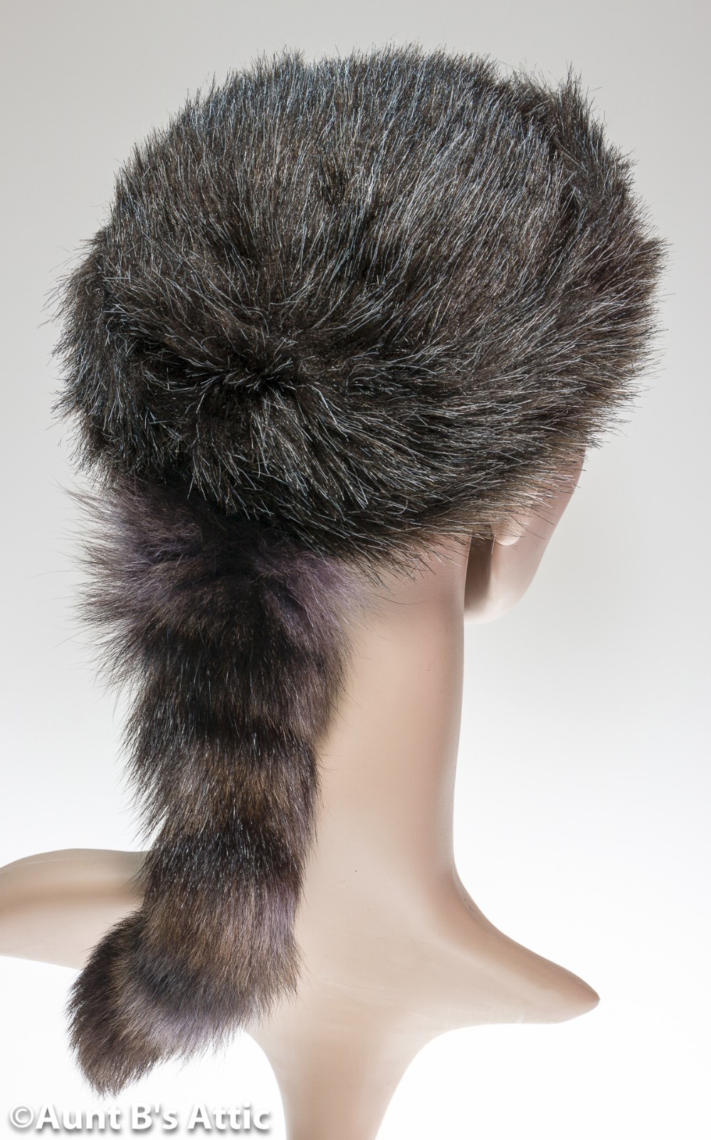 Coonskin Cap Davy Crockett Brown Faux Fur Frontiersman Hat Real Raccoon ...