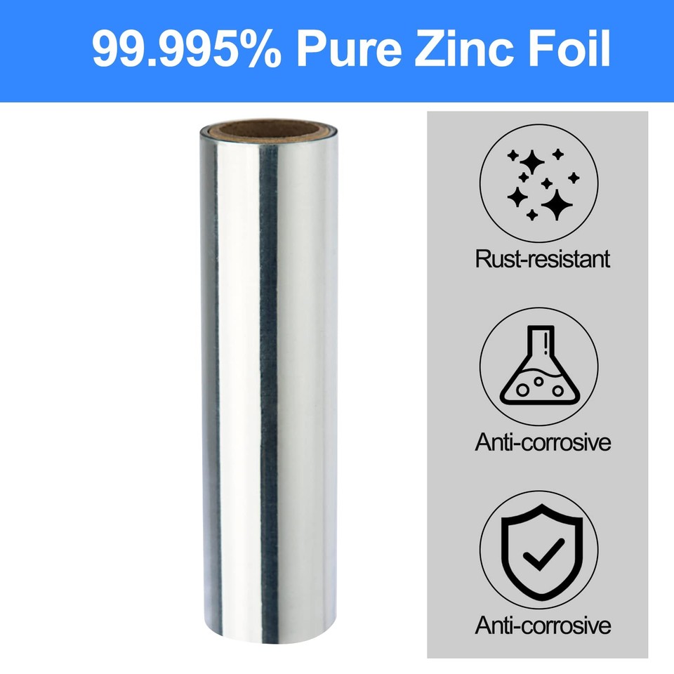 High Purity Zinc Foil, Pure Zinc Zn Sheet Plate Metal Foil Strip for ...