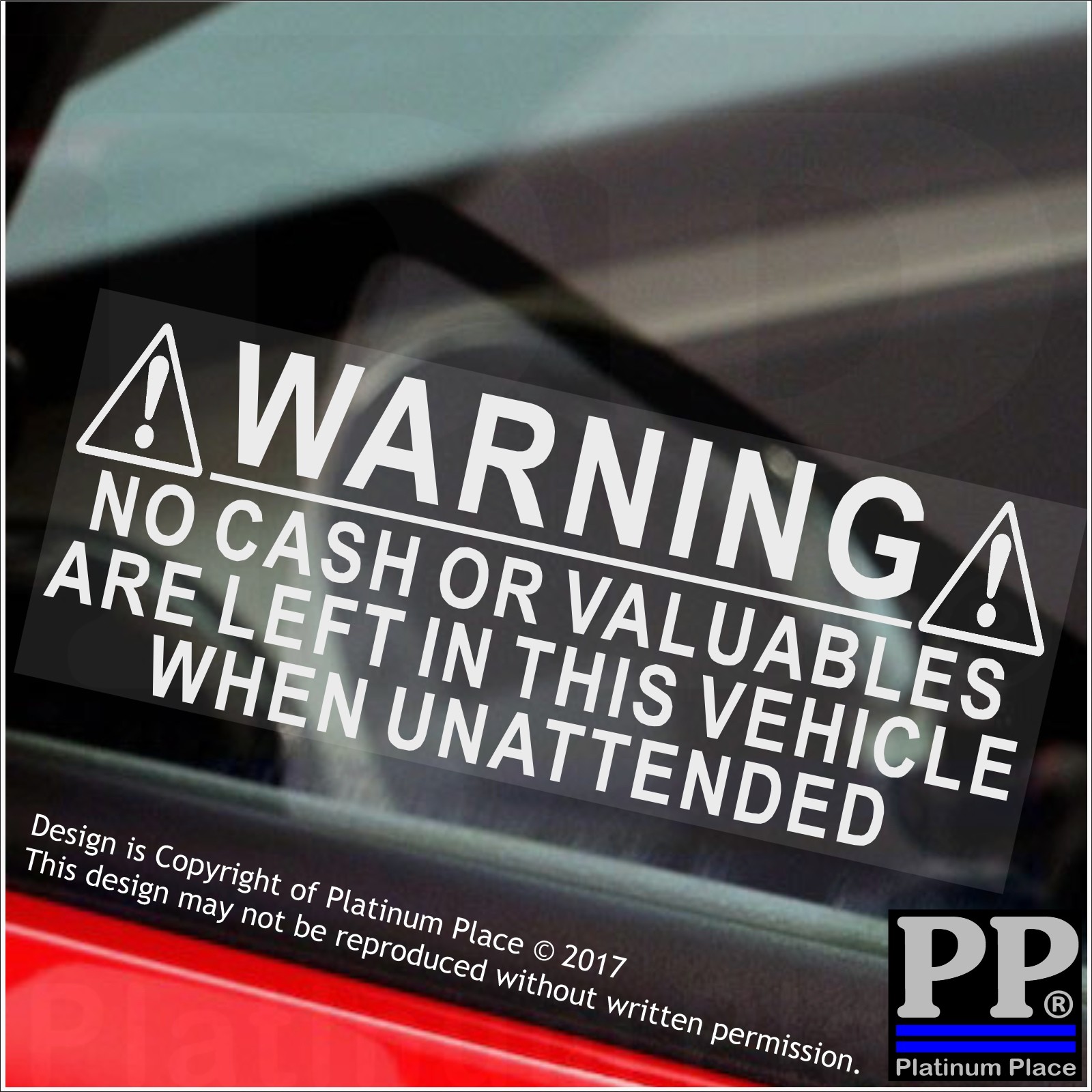 2 x Stickers No Cash Or Valuables Left In Vehicle Signs Car Van Taxi ...