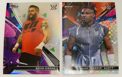 2021 Topps Finest Refractor WWE 2 Card Lot - Kevin Owens & Isaiah ...