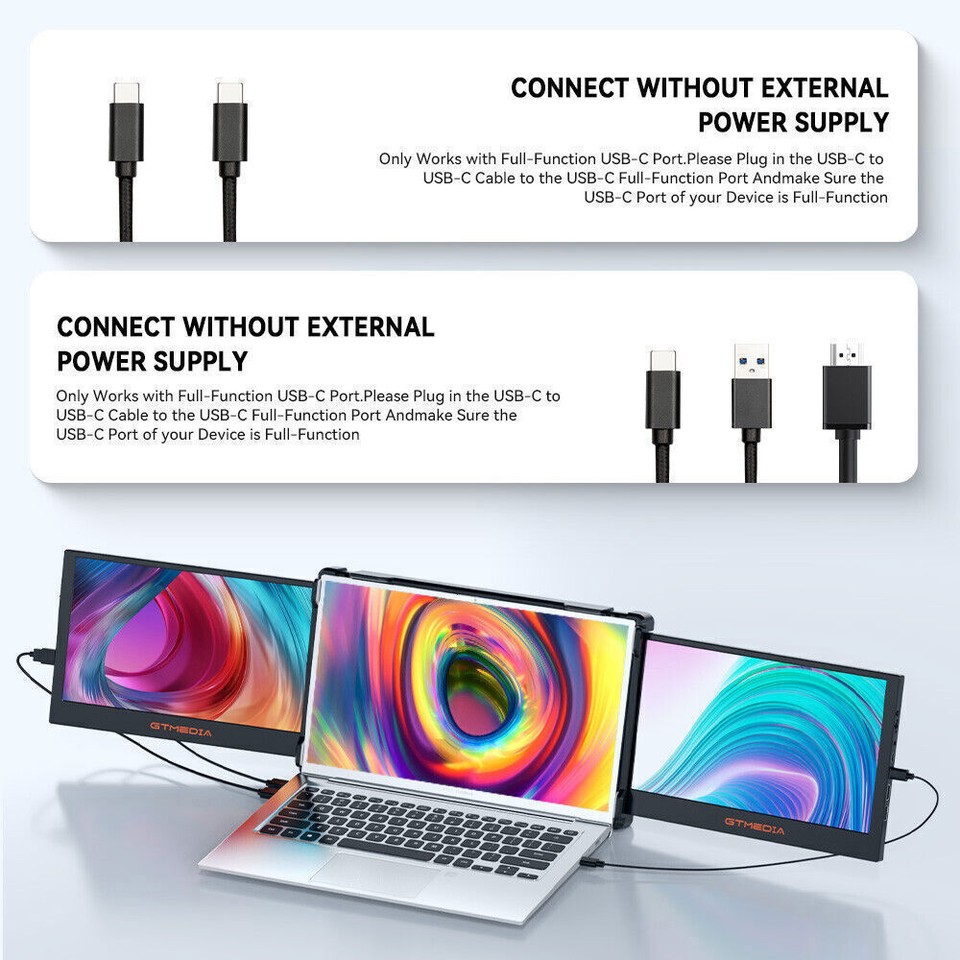 Triple Laptop Screen Extender Dual Portable Monitor Folding Display ...
