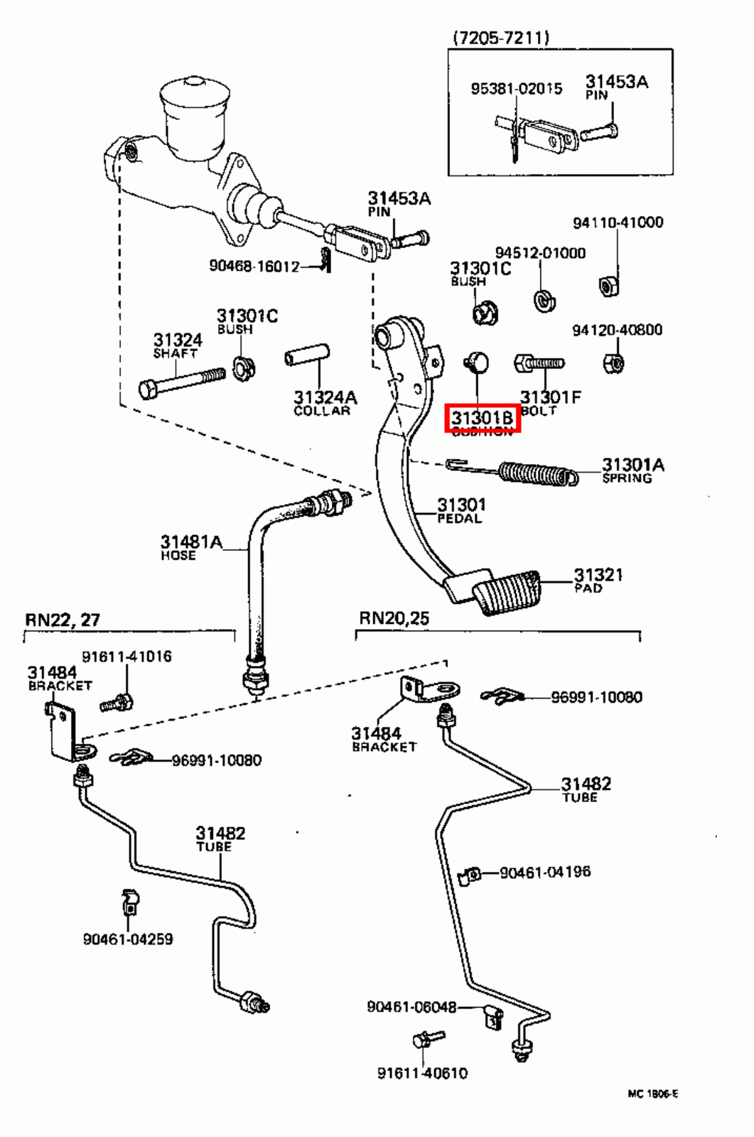 Genuine Corolla TE37 TE31 KE71 KE70 KE50 KE35 KE30 Clutch Pedal Rubber ...