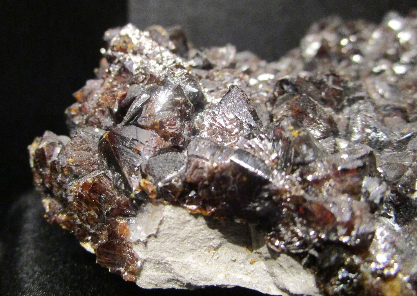 Lustrous Dark Brown Sphalerite Crystals, Inner Fire, On Sparkling ...