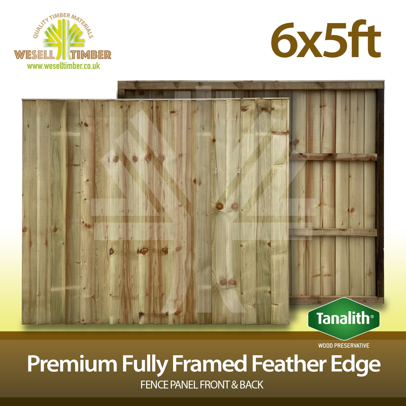 6x5 Heavy Duty Fully Framed Pressure Treated Tanalised Feather Edge ...