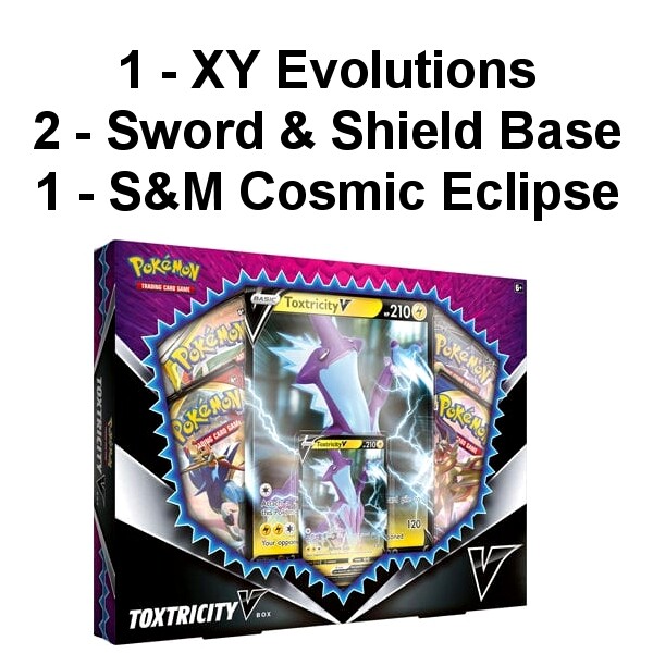 Pokemon TCG Toxtricity V Box 4 Booster Packs XY Evolutions Cosmic ...