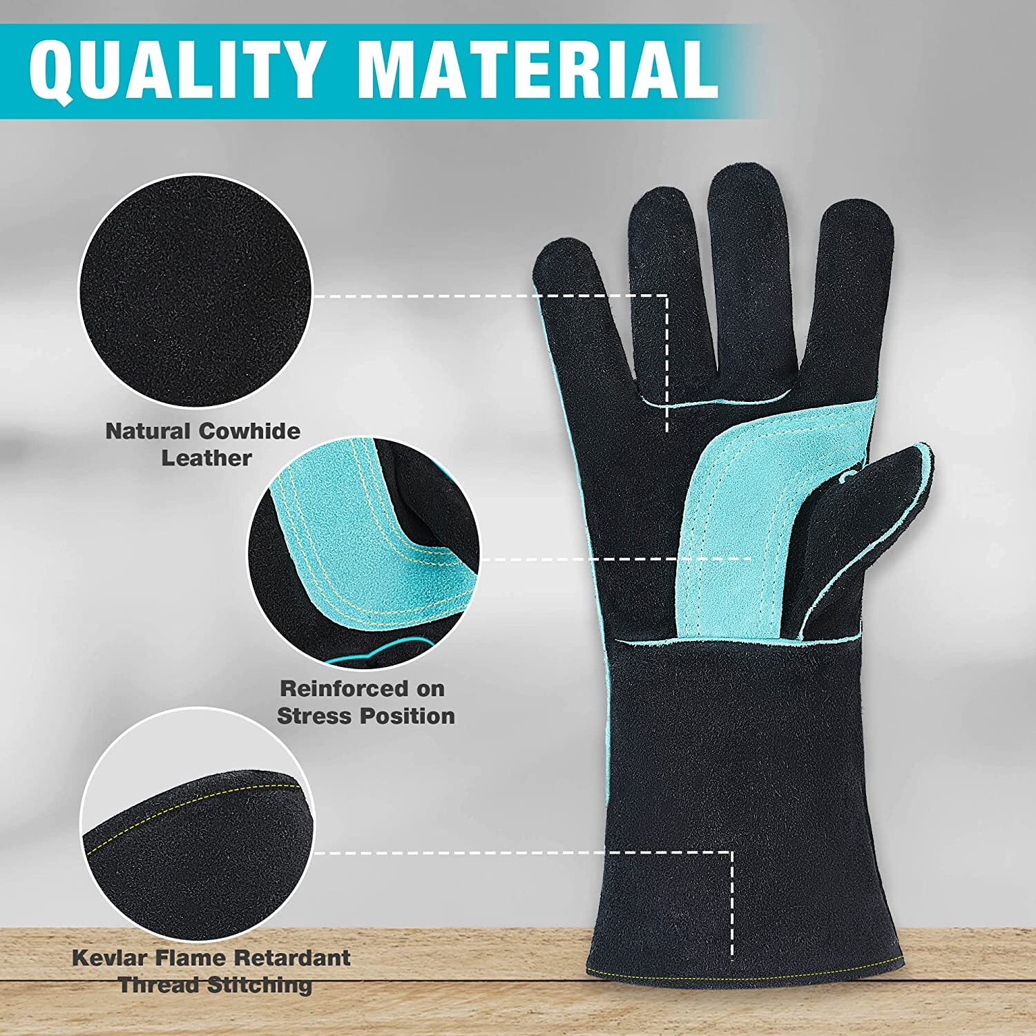 DURATECH 16-inch Welding Gloves Heat/Fire Resistant Cow Leather ...