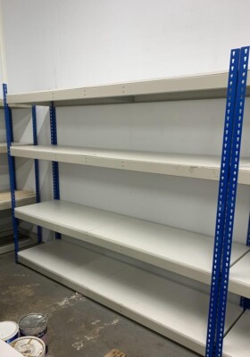Melamine Racking 1980h x 2135w x 610d mm 4 Levels 580kg UDL Blue & Grey ...