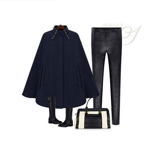 Womens Batwing Wool Poncho Cloak Cape Coats Outwear Warm Dress Shirts ...