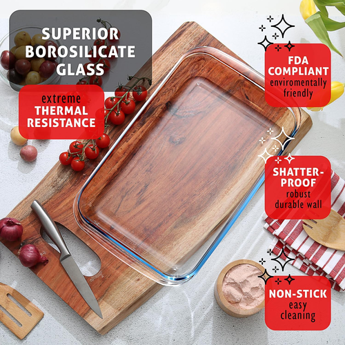 4-Pack Glass Food Storage Containers with Lids, Baking Pans Set, Glass ...