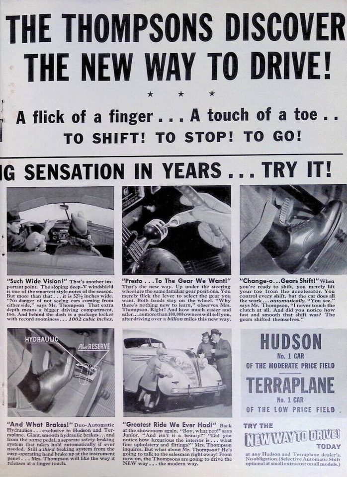 1937 Hudson Custom Sedan Classic Car Print Ad Double Page 16"X11.5" | eBay