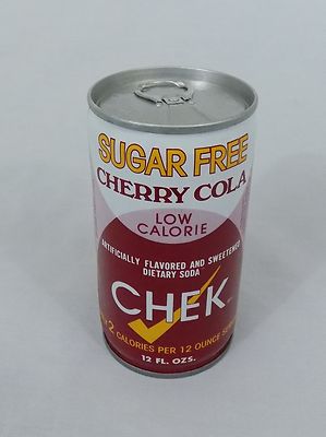 CHEK SUGAR FREE CHERRY COLA SODA CAN METAL 12 OZ VINTAGE ALUMINUM PULL ...