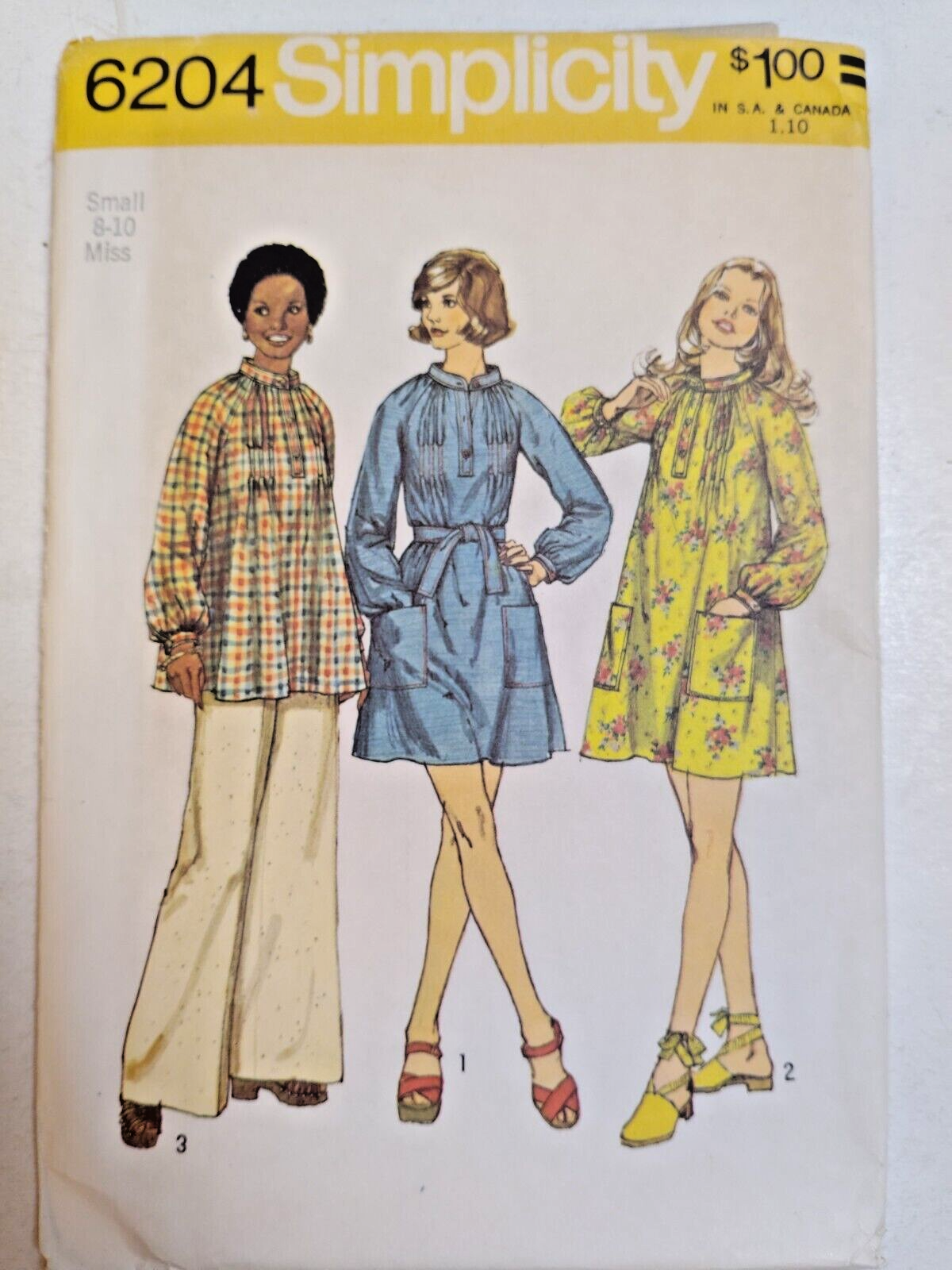 Smock Top Dress S 8 10 Simplicity 6204 Sewing Pattern UC VTG Loose ...