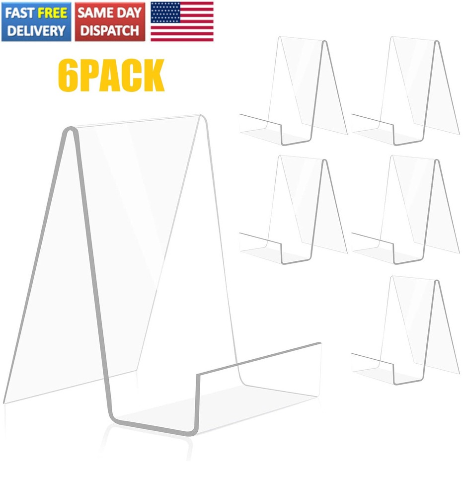 6Pcs Acrylic Book Stand Clear Easel Stand for Display CD Book Display ...