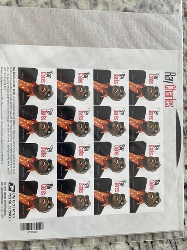 Ray Charles Stamp Pane of 16 Forever Stamps MNH #4807 Mint Sealed Music ...