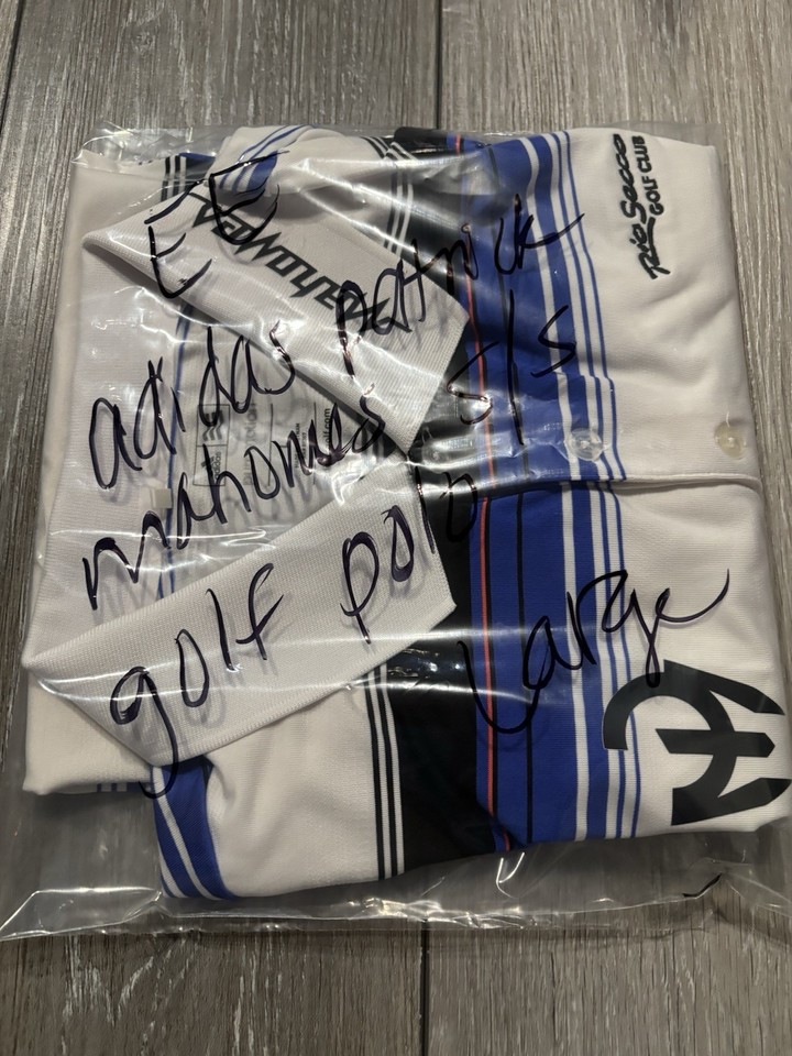 Adidas Tournament Polo Golf Shirt. Mens L. Blue. White. Black. Patrick ...