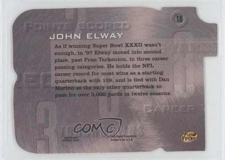 1998 Playoff Prestige Inside the Numbers Die-Cut John Elway #18 HOF g2x ...