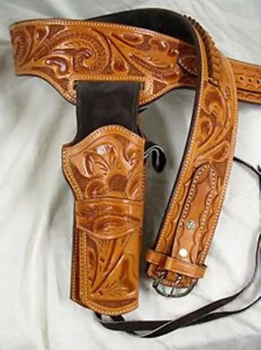WESTERN SINGLE RIG GUN BELT AND HOLSTER RIG TOOLED LONE RANGER MADE IN ...
