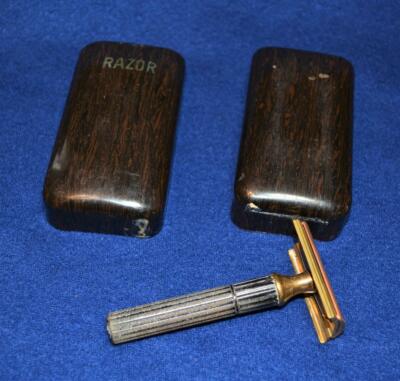 VTG 1940s Gillette Regent Tech Double Edge Safety Razor black handle w ...