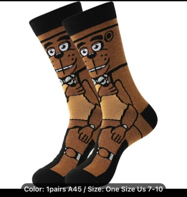 Five Nights At Freddy's Freddy Fazbear Character 360 Design Crew Socks ...