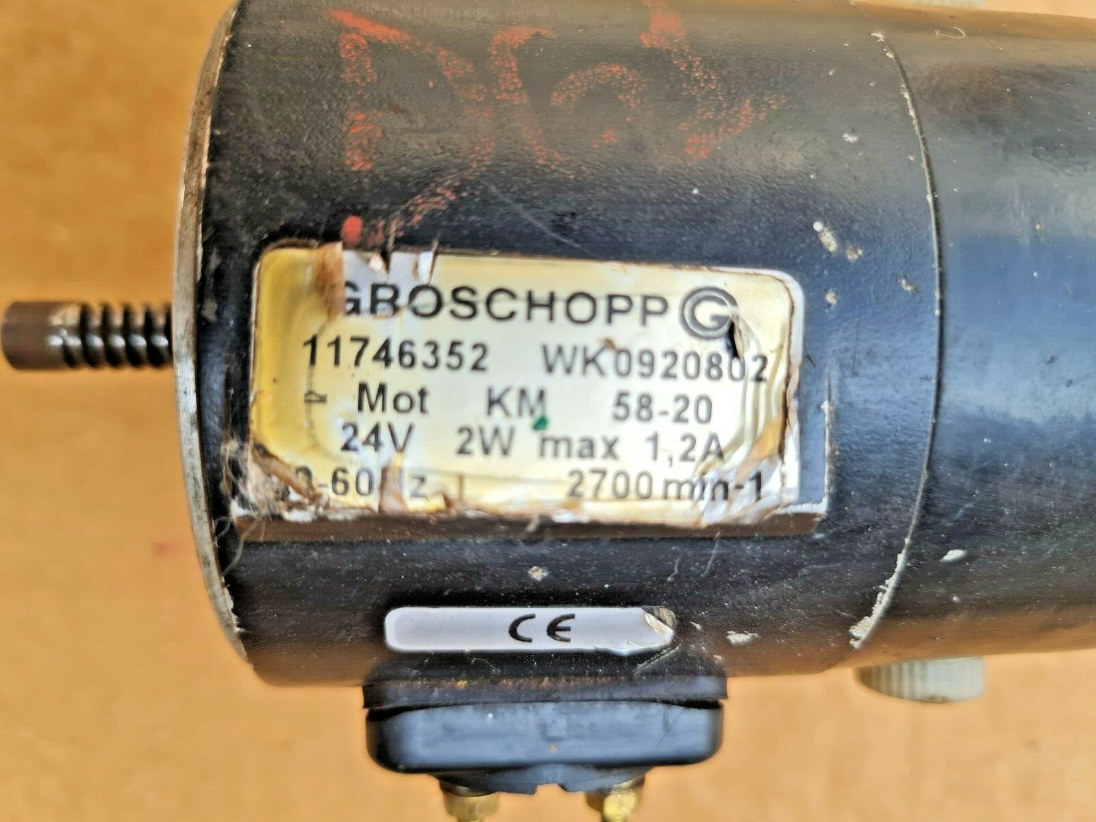 GROSCHOPP WK 0920802 GOVERNOR MOTOR 11746352 24V 50-60 Hz 2W 2700 min-1 ...