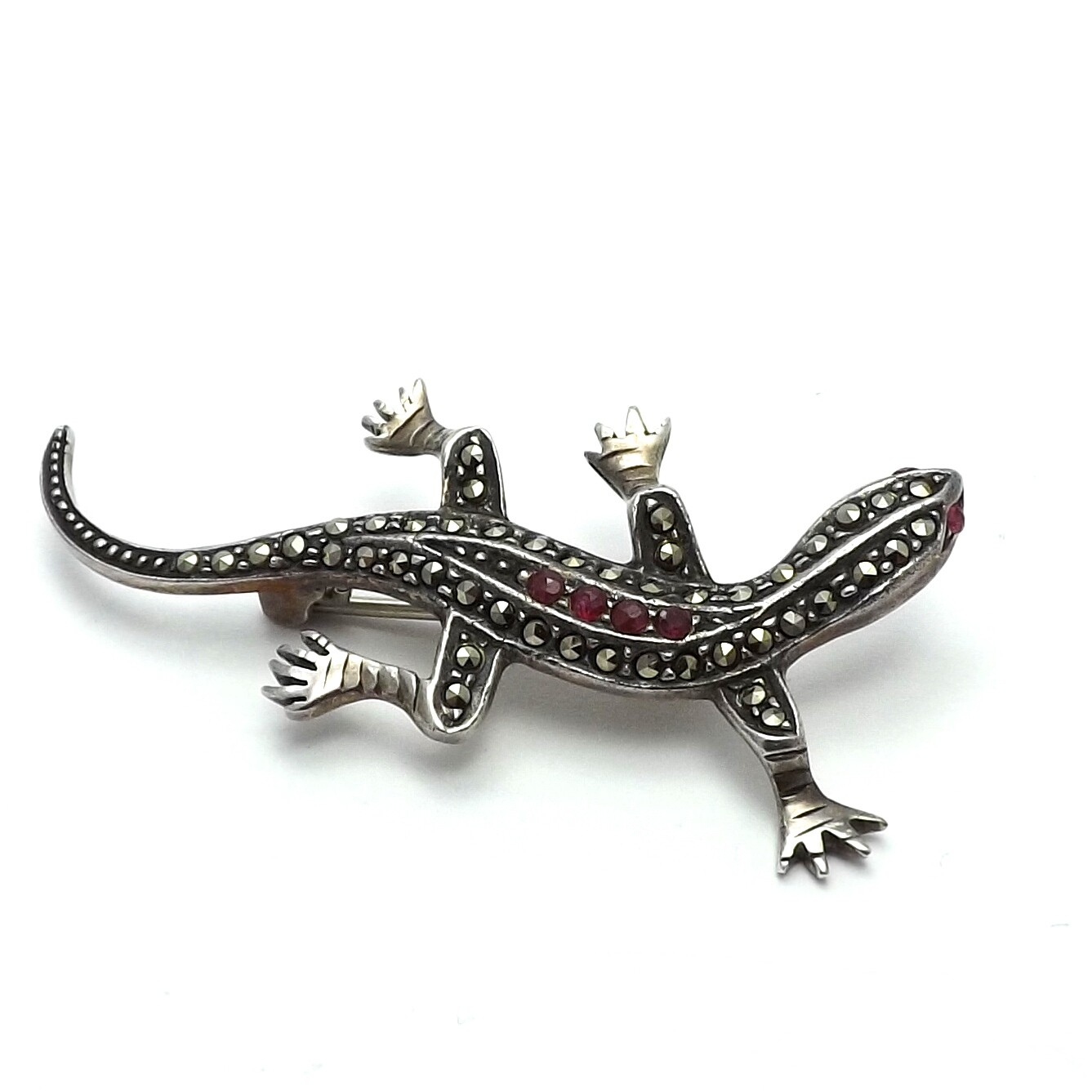 Judith Jack Sterling Silver Ruby Marcasite Gecko Lizard Salamander ...