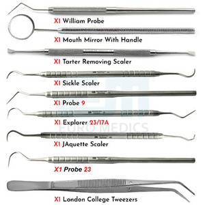 Dental Explorer Sickle Perio Probe Mirror Tweezers Tarter Scaler ...