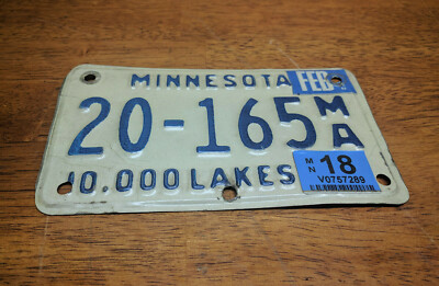 Minnesota Motorcycle License Plate 20-165 10,000 Lakes (PLT1) | eBay