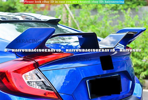 For Honda Civic Sedan 2016-2021 Black+Blue Rear Spoiler Gull Wing Tail ...