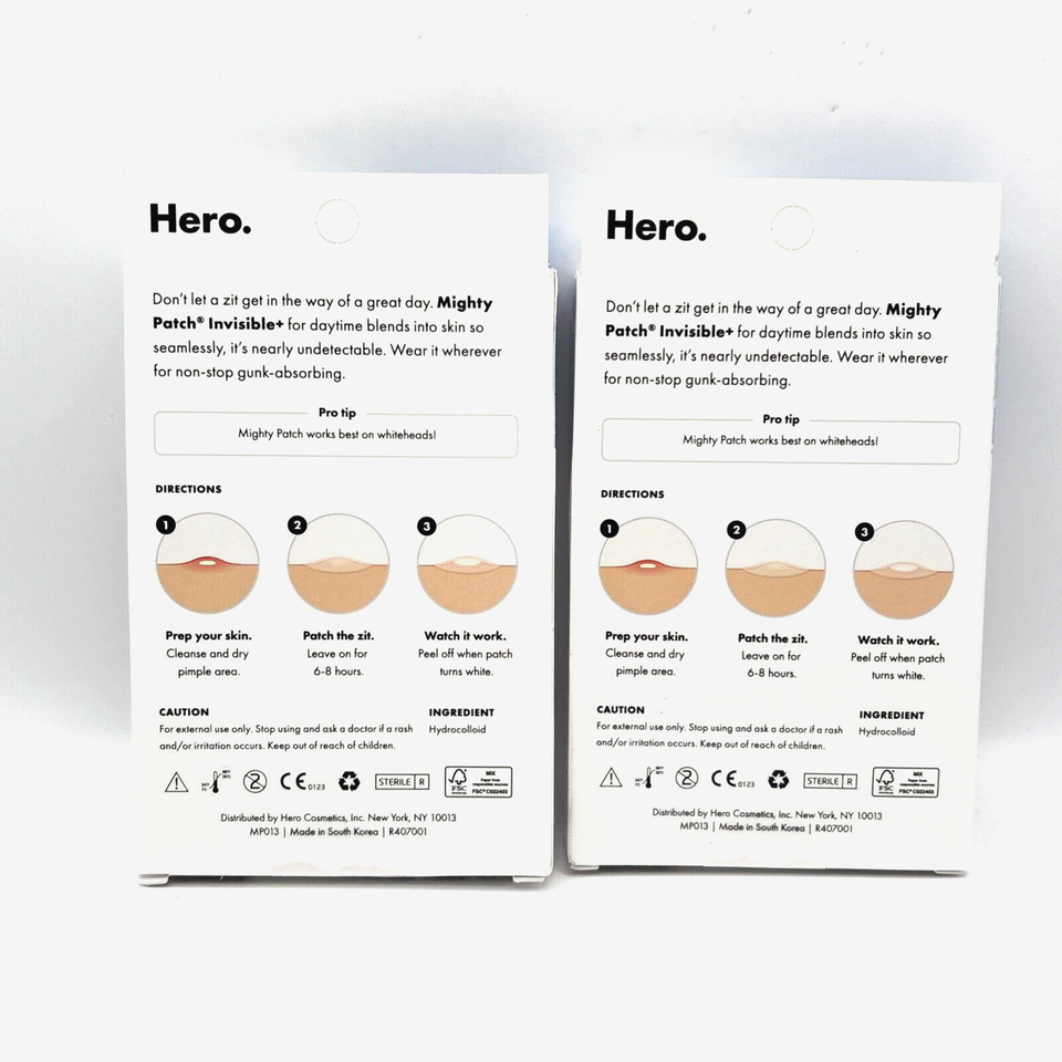 2 Pack Mighty Patch Invisible + Hydrocolloid Acne Pimple Patches 48CT ...