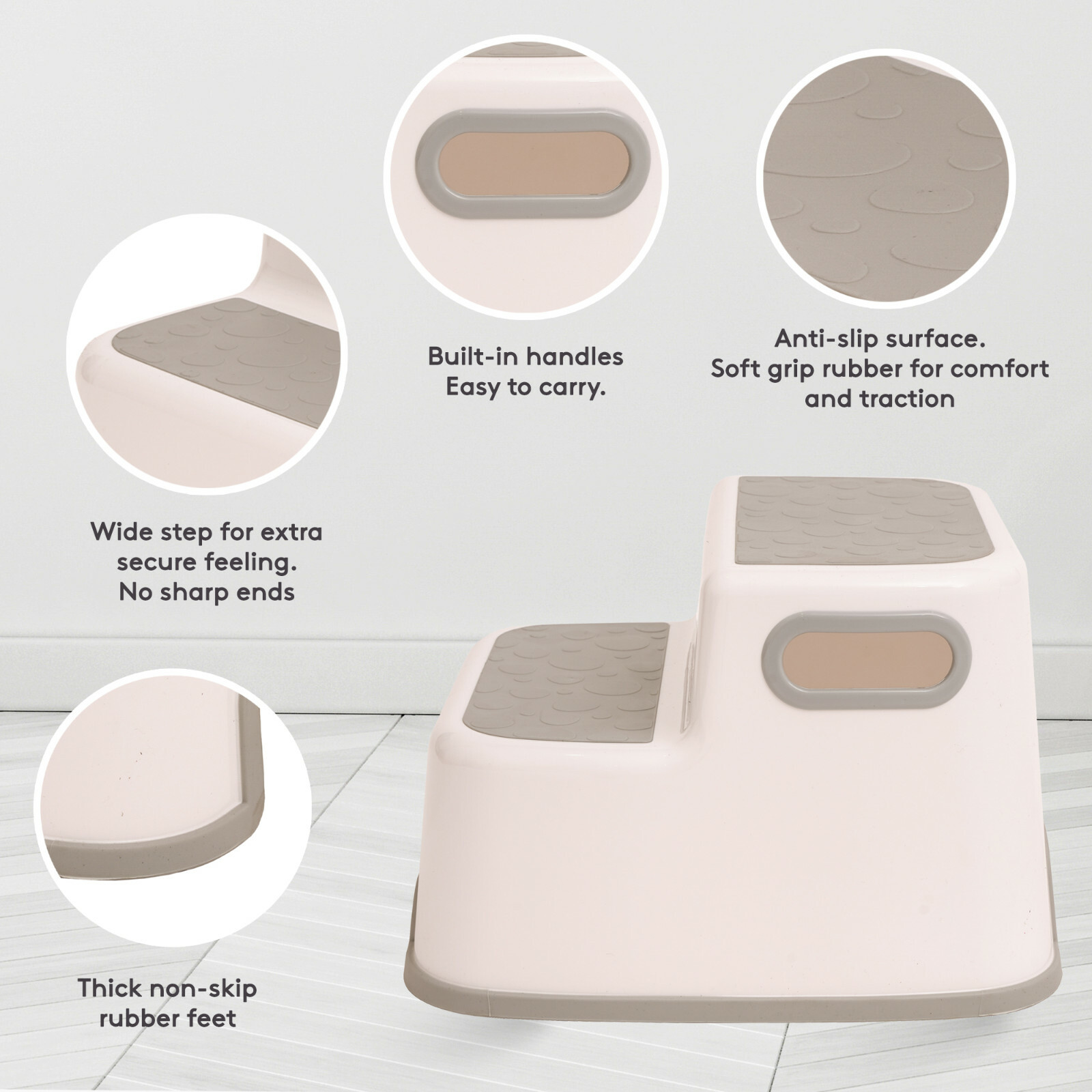 Double Step Stool Non Slip 2 Step Stool for Potty Training Bathroom ...