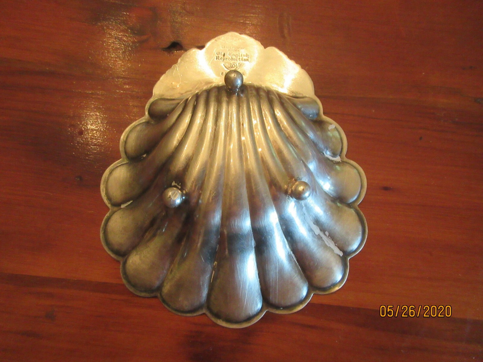 OLDE ENGLISH REPRODUCTION E.P. COPPER CLAM SHELL DESIGN CANDY DISH OR ...