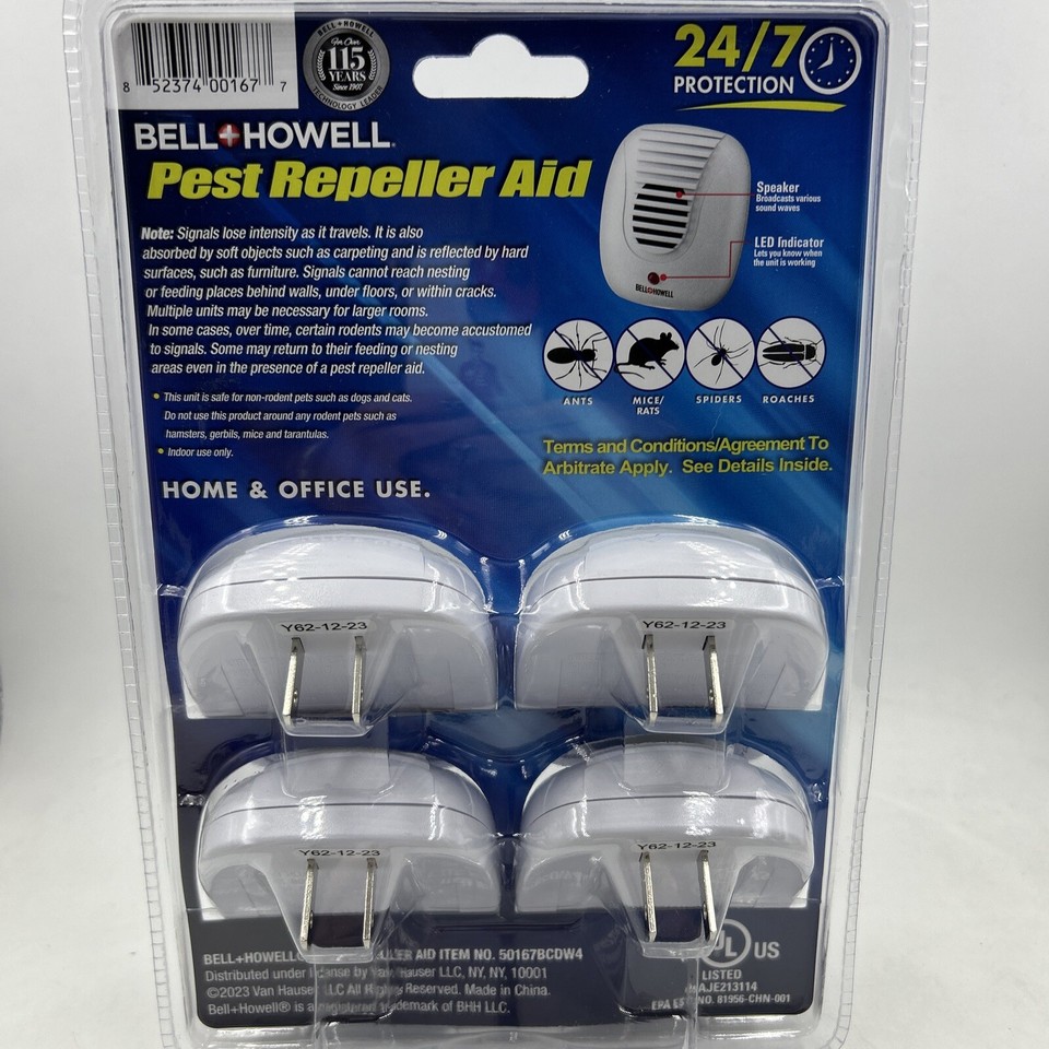Bell+Howell Pest Repeller Ultrasonic Pest Repeller 4 Pc Rats Mice ...