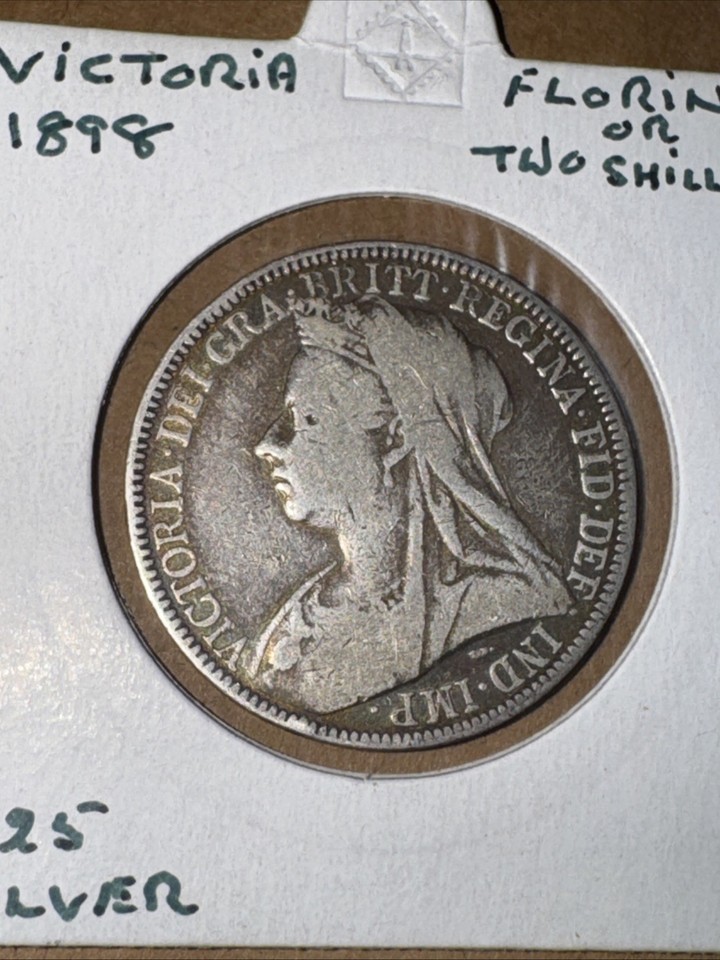 Queen Victoria "Veiled Head" silver florin coin from 1898. | eBay UK