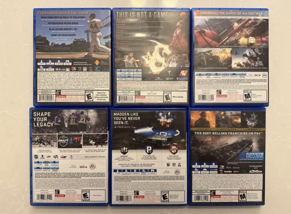 Lot of 6 PS4 PlayStation 4 Games Cases/Manuals Call Of Duty Battlefield ...