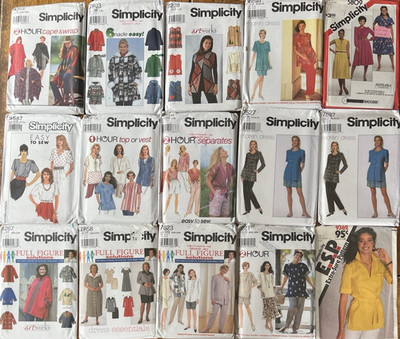 Lot 15 Vtg UNCUT Simplicity L/XL/XXL Sewing Patterns Dress Jacket Top ...