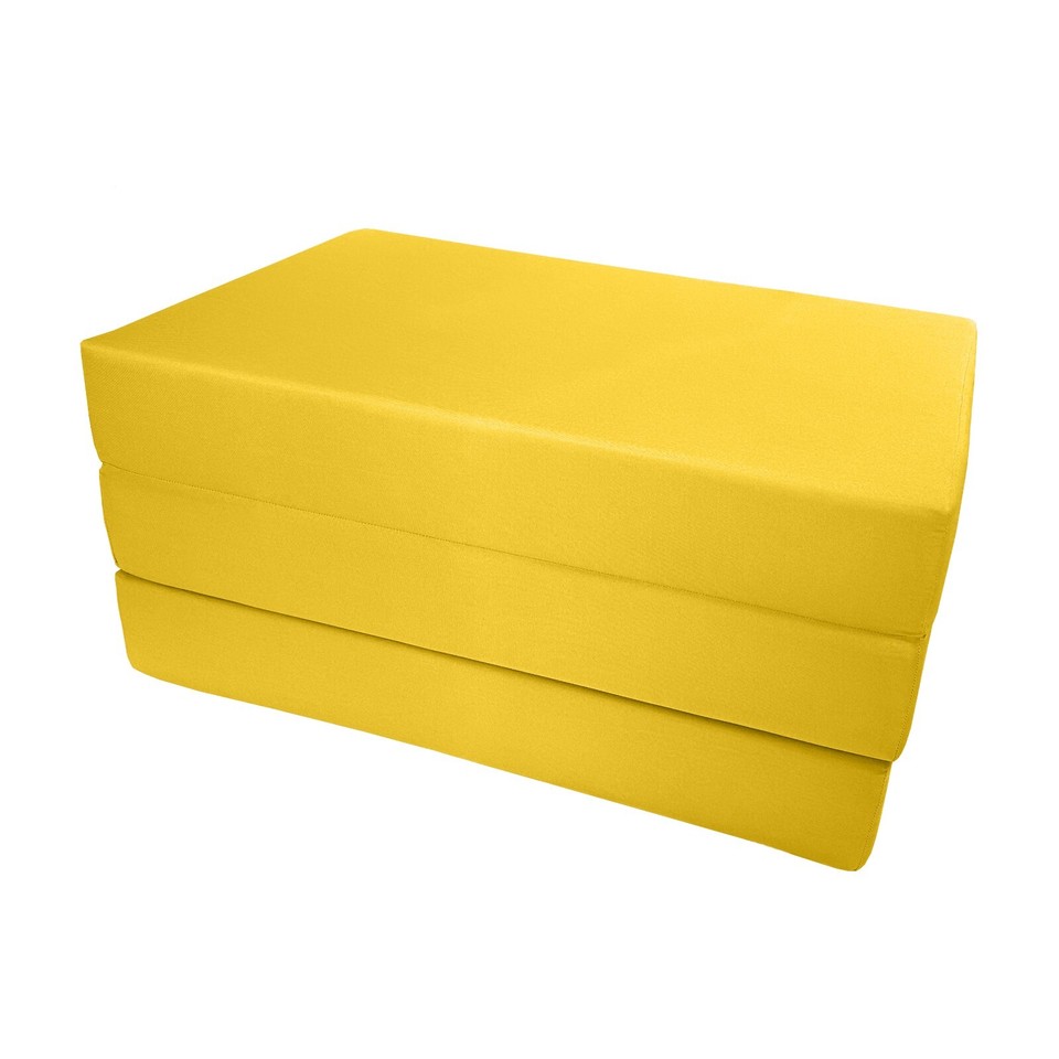 Twin Yellow Trifold Foam Bed, Portable Shikibuton Ottoman Mat 6 x 39 x ...